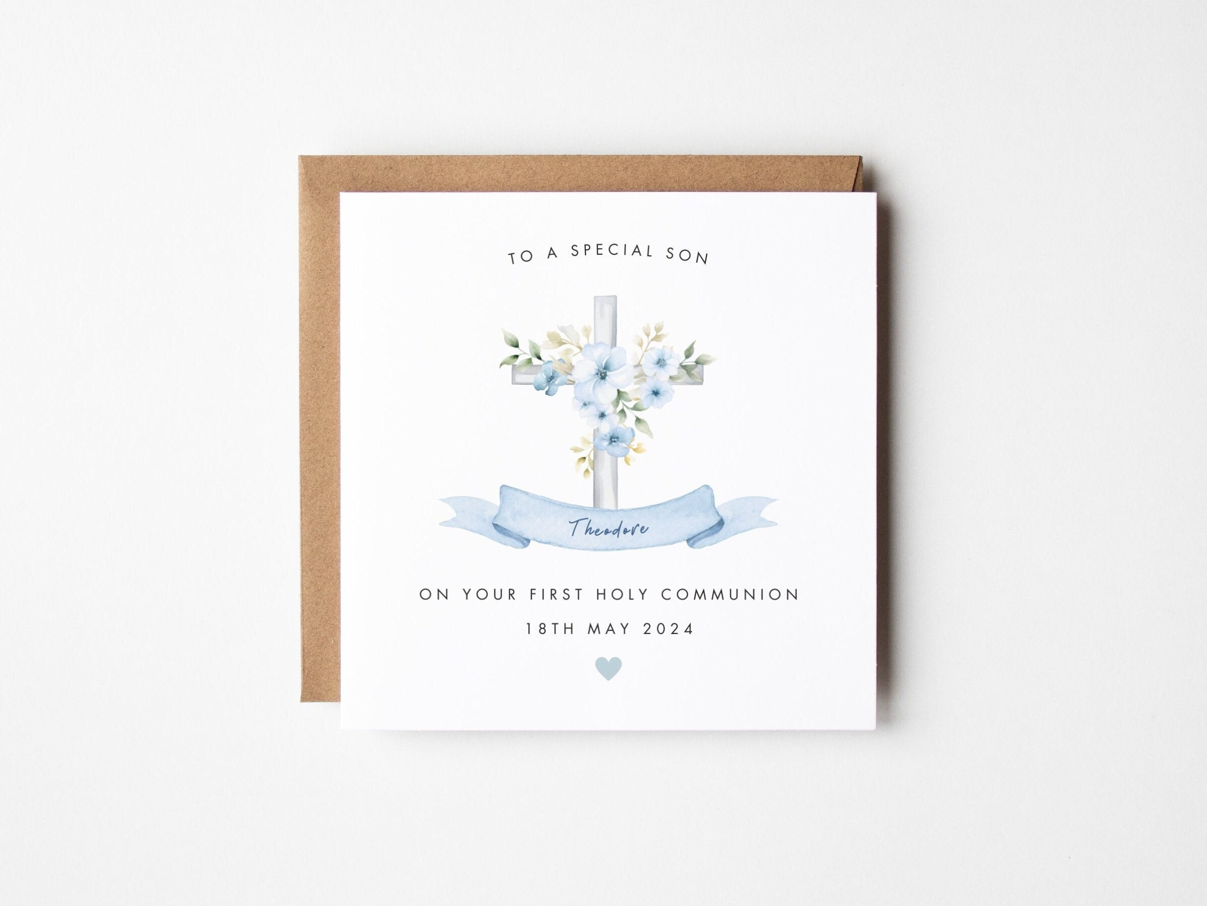 Personalised First Holy Communion Card for Son, 1st Holy Communion Card ...