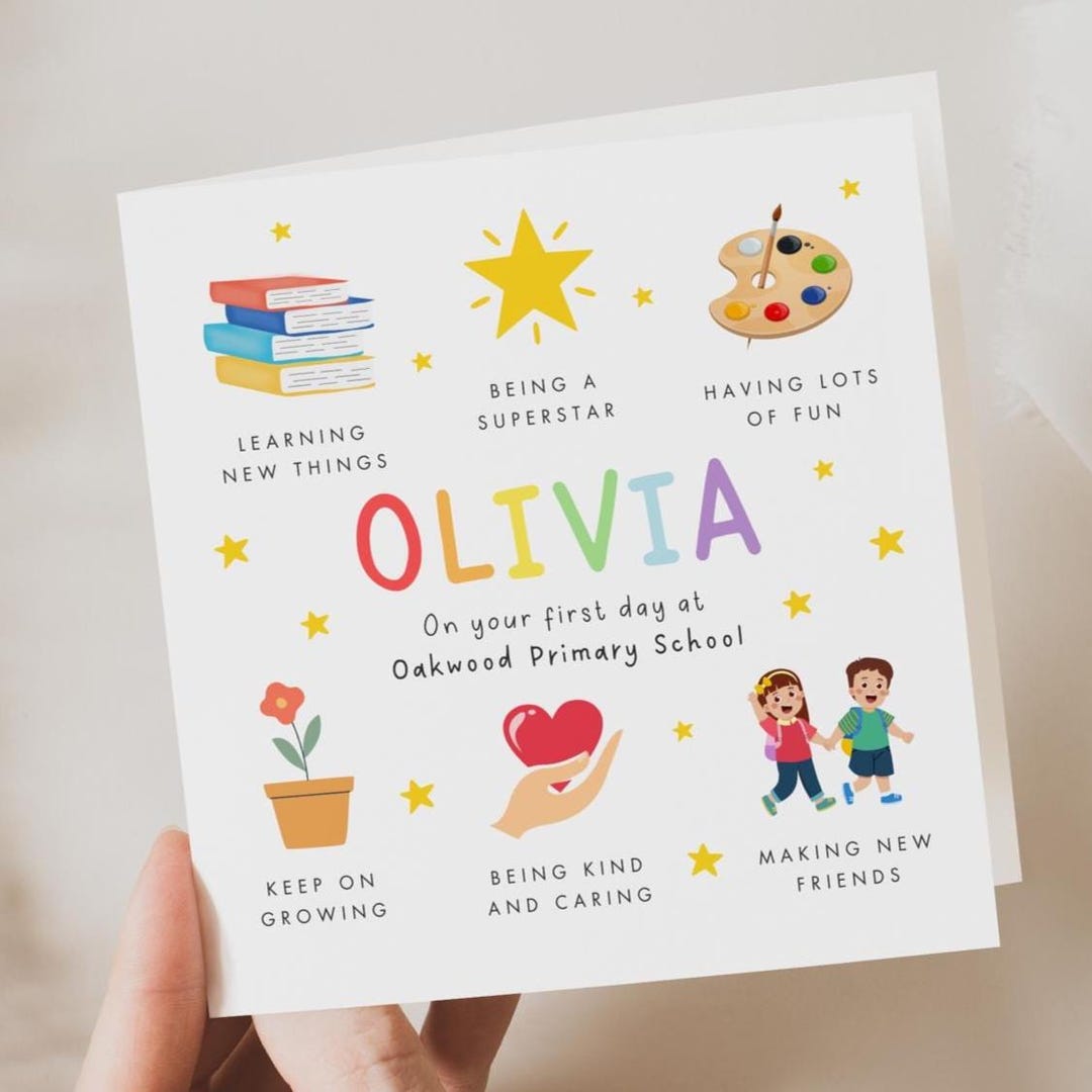 First Day of School Card, Primary School Card, Back to School, First ...