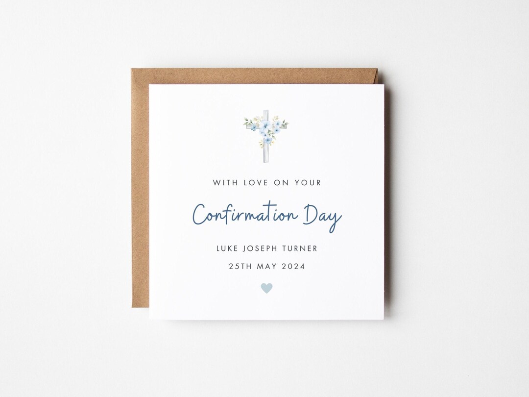Personalised Confirmation Card, Boys Confirmation Card Son Godson ...
