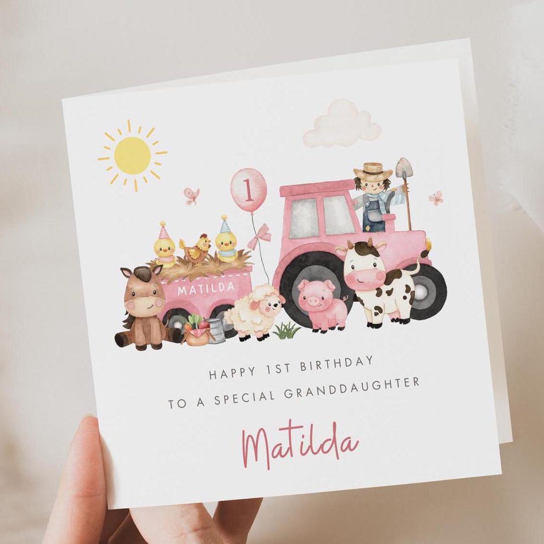 Personalised Farm Animals 1st Birthday Card, First Birthday Card for ...