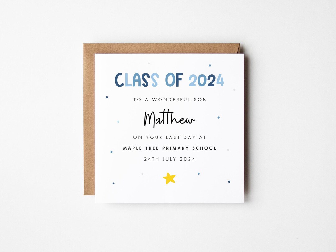 Class of 2024 Primary School Leavers Card, Personalised Year 6 Leaving ...