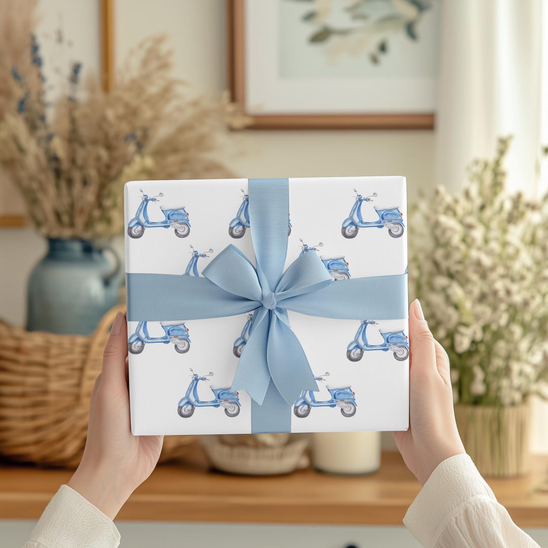 Blue Vespa Gift Wrap Sheets: Vive Italia Design - 3 Pack - Etsy