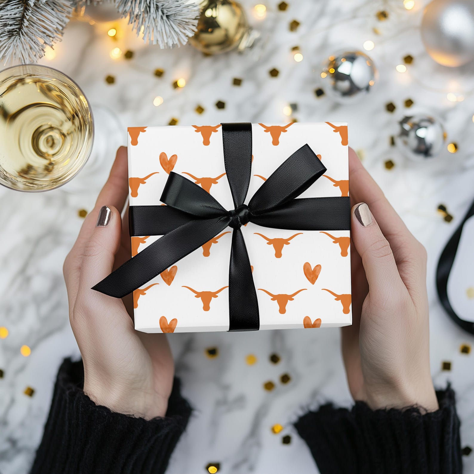 Burnt Orange Longhorn Design, Longhorn Love, Gift Wrap Rolls - Etsy