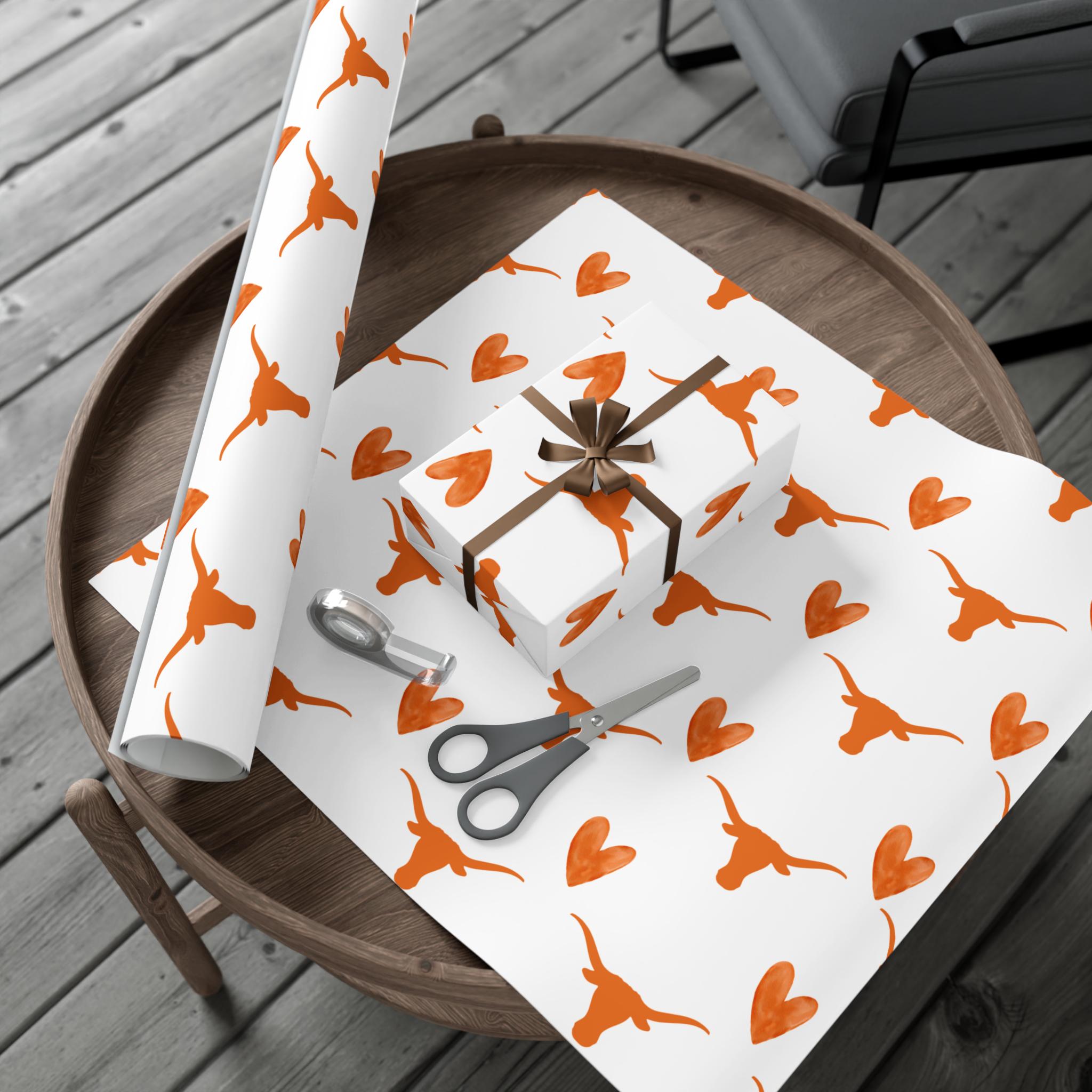 Burnt Orange Longhorn Design, Longhorn Love, Gift Wrap Rolls - Etsy