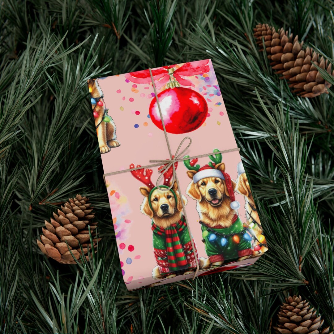 Golden Retriever Christmas Wrapping, It's Golden Gift Wrap - Etsy