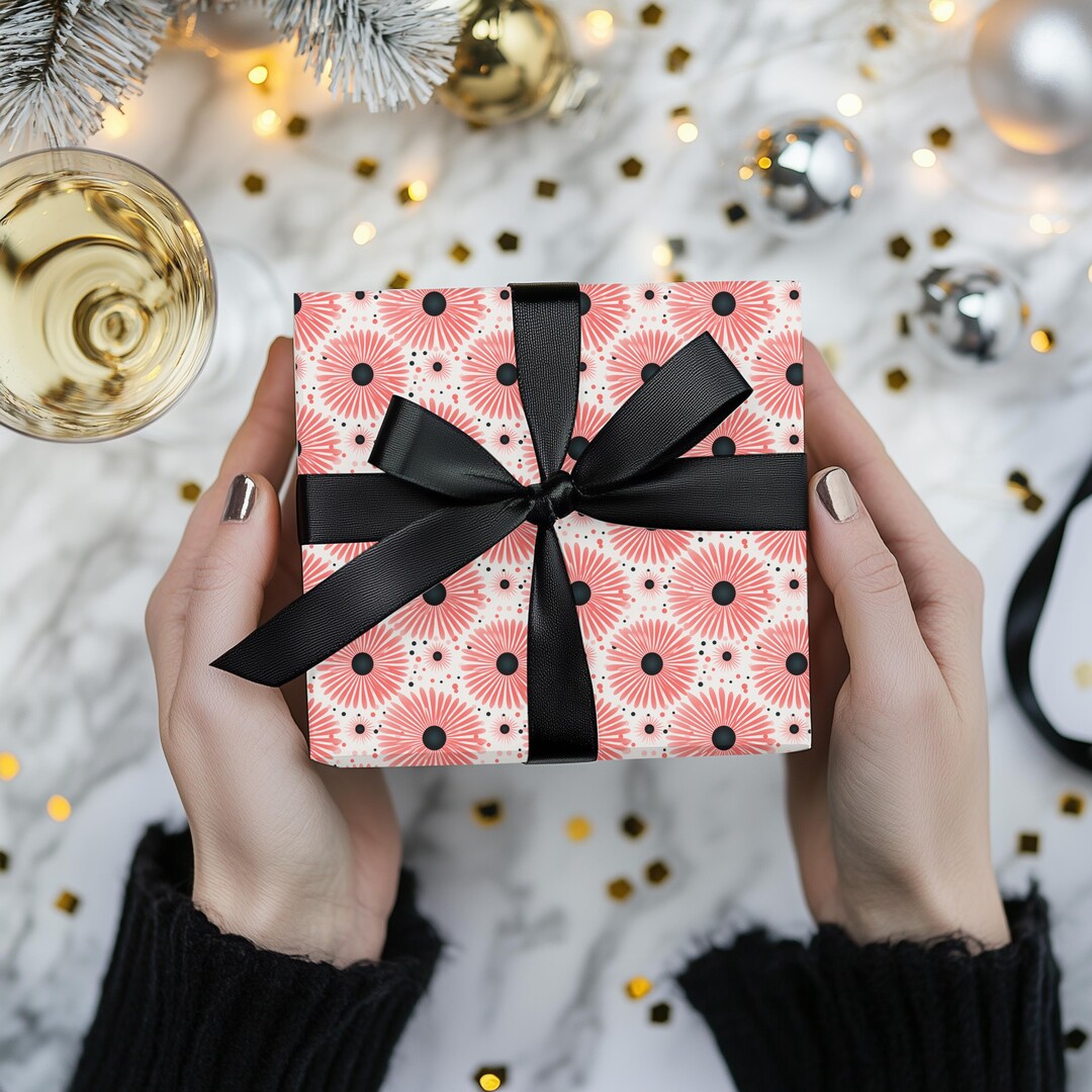 Grapefruit Starburst Gift Wrap-3 Sheets of Wrap Size 19" X 29" - Etsy