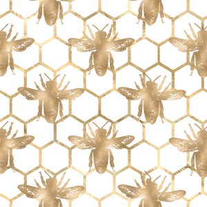 Gold Honey Bee/honey Comb Wrapping Paper Sheets - Etsy