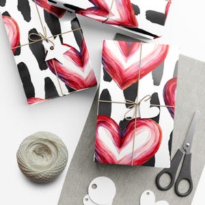 Valentine's Day Wrapping Paper, Love Heart Gift Wrap, Romantic Present ...