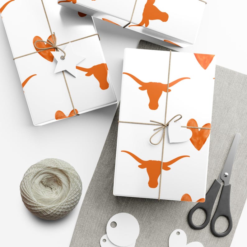 Burnt Orange Longhorn Design, Longhorn Love, Gift Wrap Rolls - Etsy