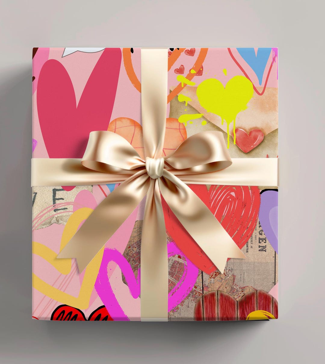 Charming Heart Design Gift Wrap Love Theme, Valentine's Day - Etsy