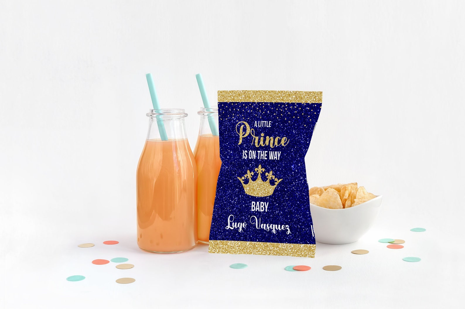 Royal Prince Baby Shower Chip Bag Template - Etsy