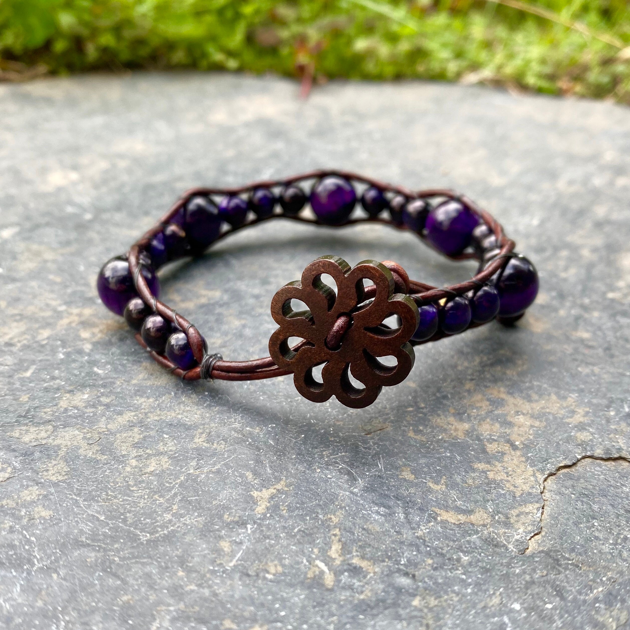 Purple Tigers Eye Warriors Stone Chakra Beaded Single Wrap | Etsy