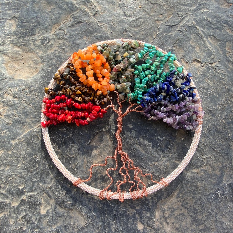Rainbow Wire Wrapped Tree of Life Stone Tree of Life Chakra - Etsy