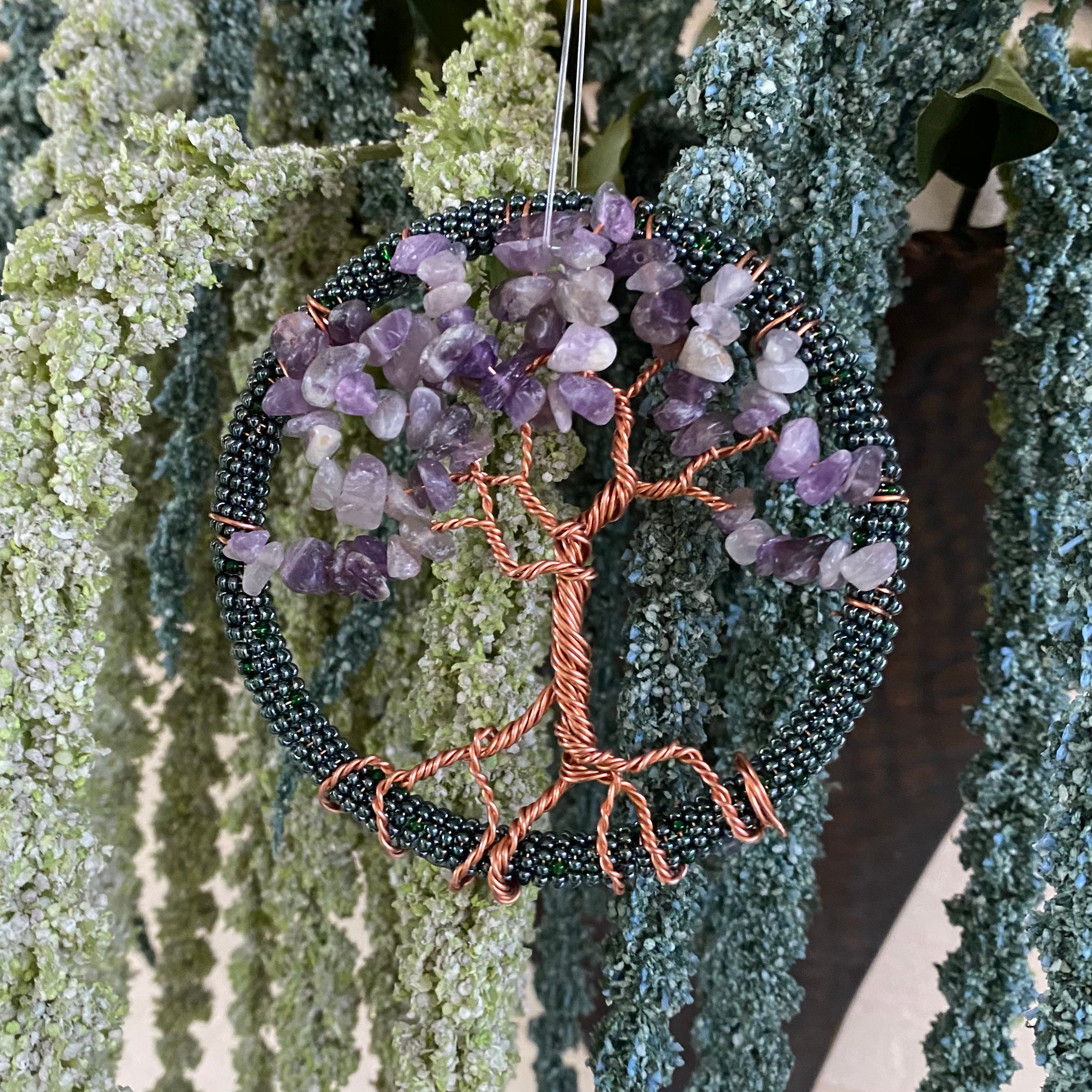 Amethyst Wire Wrapped Stone Tree of Life Window Hanging / | Etsy