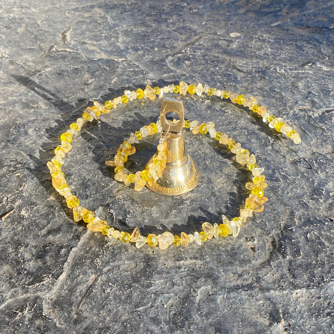 Citrine Chip Crystal Temple Bell, Garden Blessing Bell, USA Made - Etsy