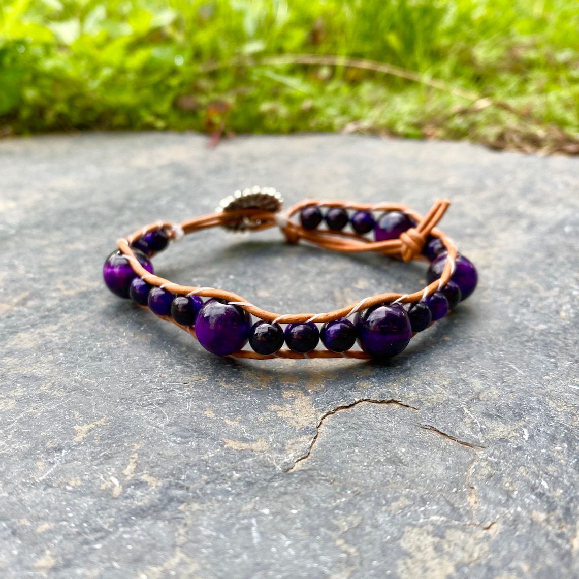 Purple Tigers Eye Warriors Stone Chakra Beaded Single Wrap - Etsy