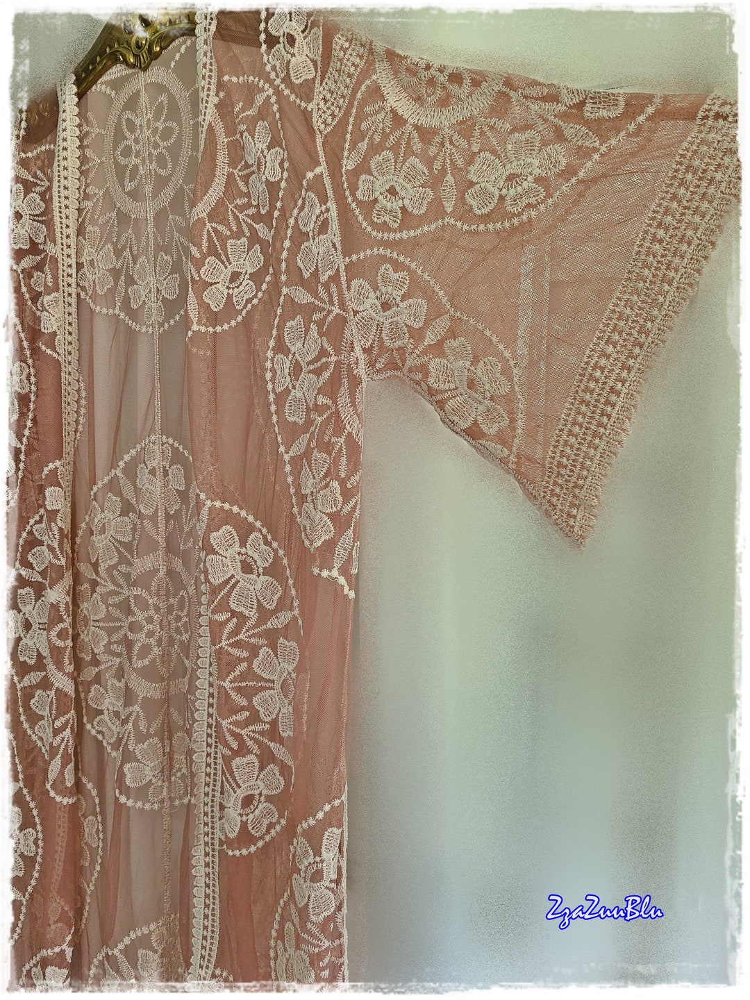 BOHEMIAN Lace Duster Long Lacey Sheer Robe, Hippie-chic Festival Floral ...