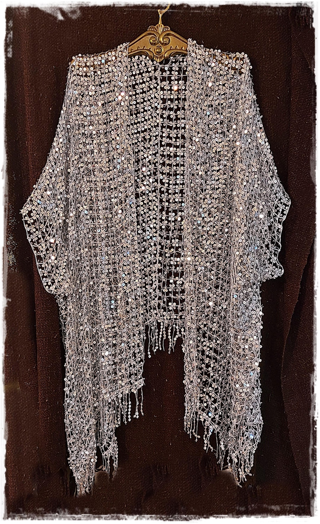 SPARKLING SEQUINED KIMONO! Stunning Super Bling Hippie Cloak, Spectacular Gypsy Festival Wrap ...