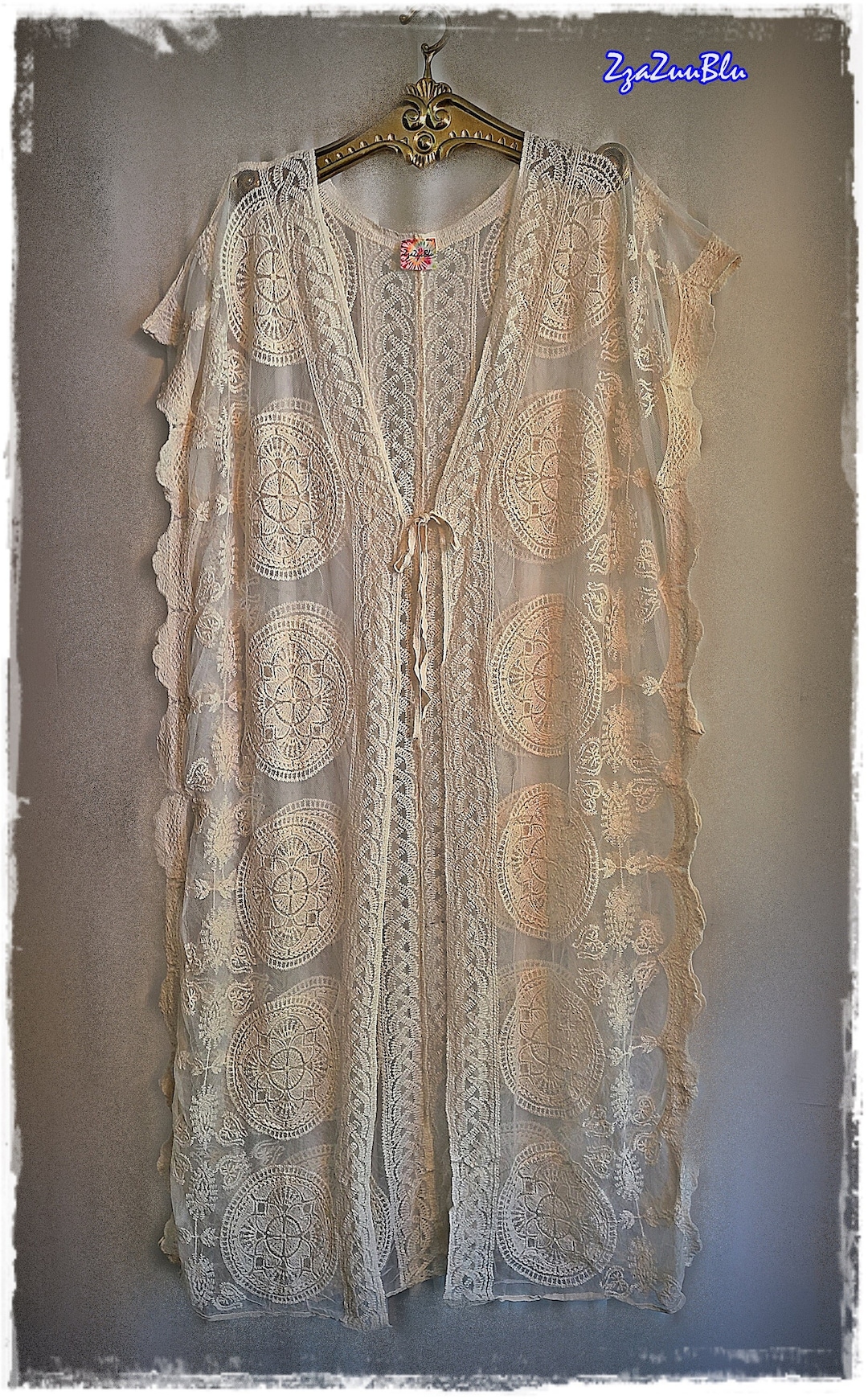 IVORY LACE DUSTER - Long Lacey Sheer Robe, Hippie-chic Festival Floral ...