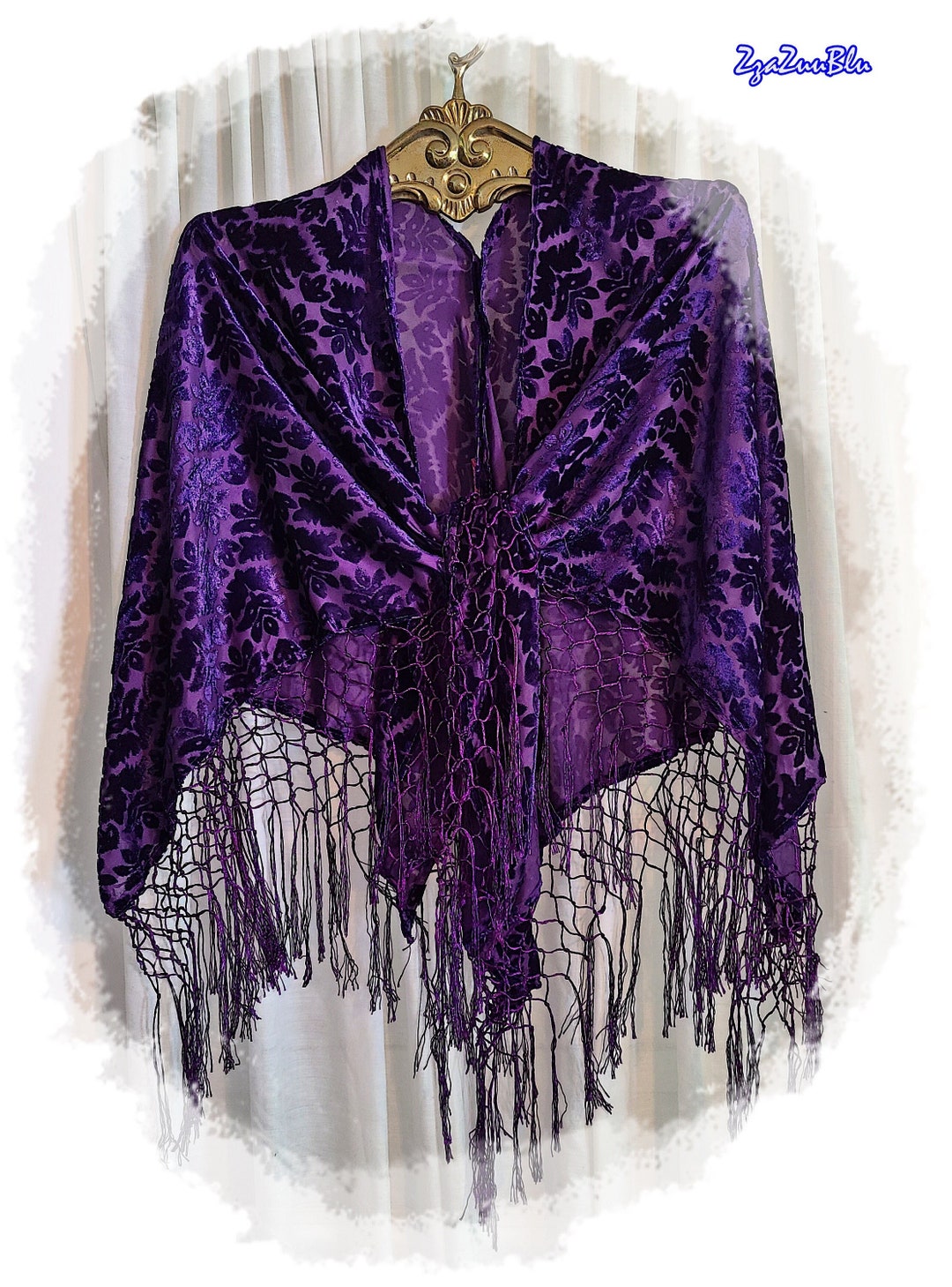GYPSY-CHIC Velvet Shawl -burnout Velvet Cape, "petite-fleur" Floral ...