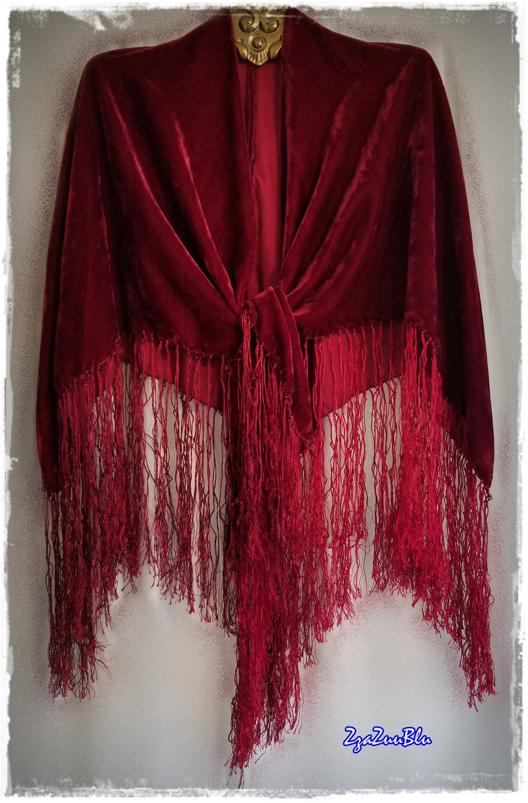 FABULOUS VELVET SHAWL - Wavy Fringed Gypsy Style 'janis*joplin' Cape ...