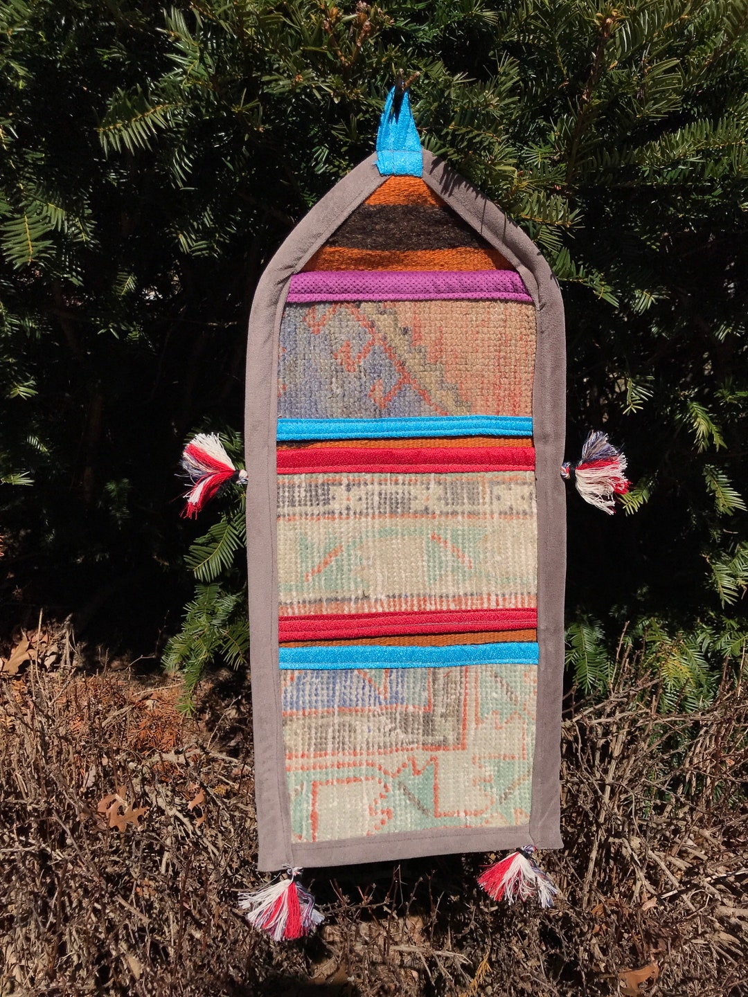 Boho Mail Organizer wallhanging Letter Holder With 3 Pouches 10x23 Made ...