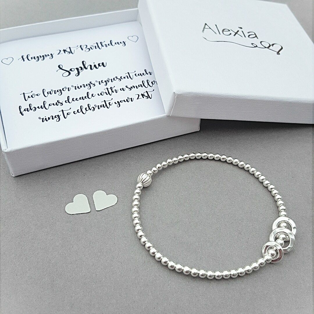 Personalised 21st Birthday Bracelet/21st Sterling Silver Birthday ...