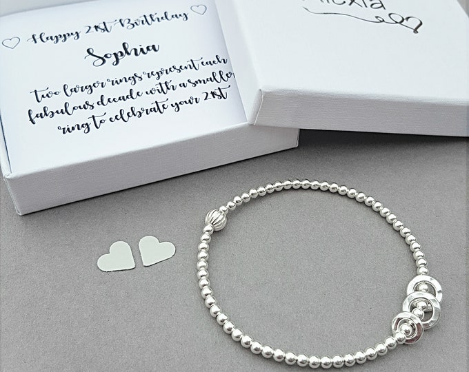 Personalised 21st Birthday Bracelet/21st Sterling Silver Birthday ...