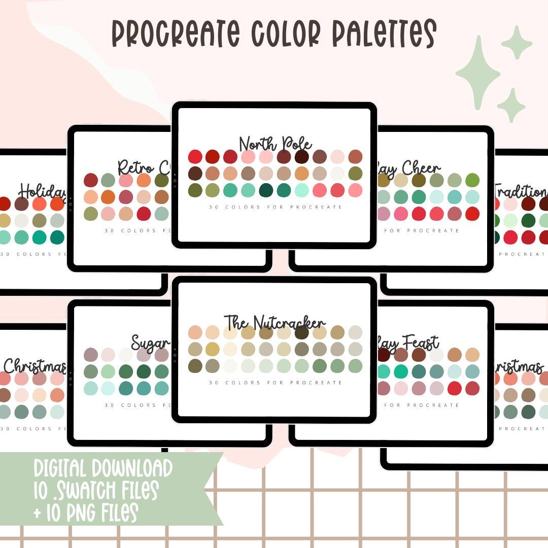 Christmas Procreate Color Palette Bundle Procreate Brushes Procreate