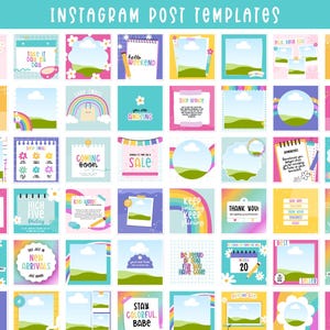 Rainbow Instagram Post Templates for Canva, Colorful Instagram Post ...