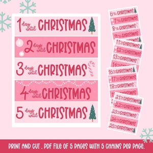 Christmas Countdown Paper Chain, Christmas Advent for Kids, Printable ...