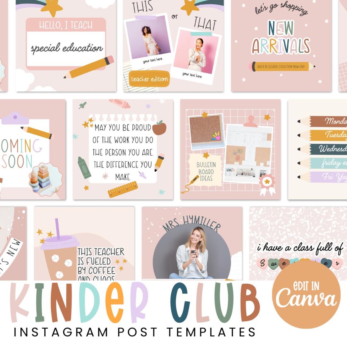 Teacher Instagram Post Templates Canva, Teacher Social Media Posts ...