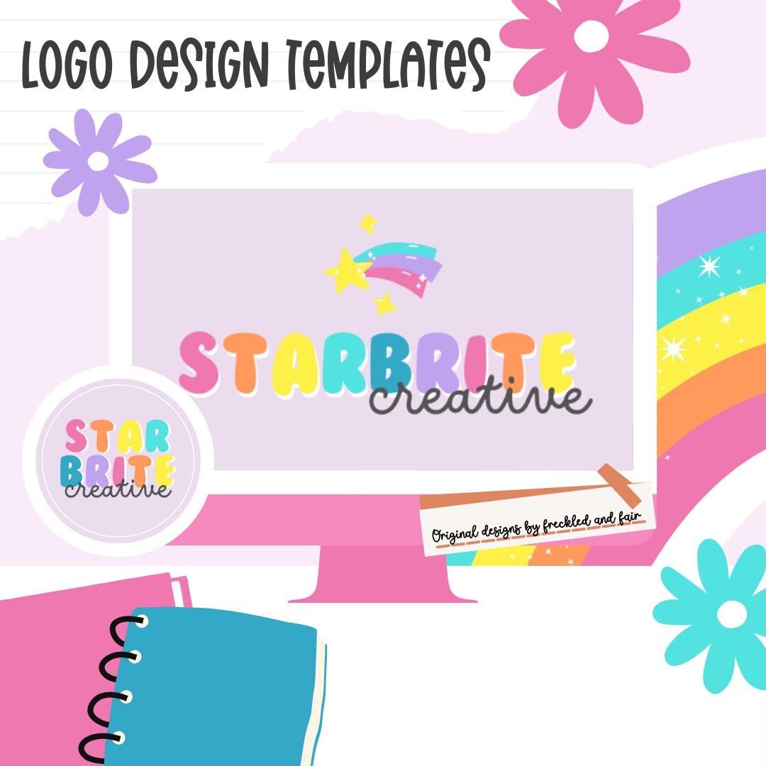 Rainbow Pastel Logo Template Design, Rainbow Logo Design, Bright Pastel ...