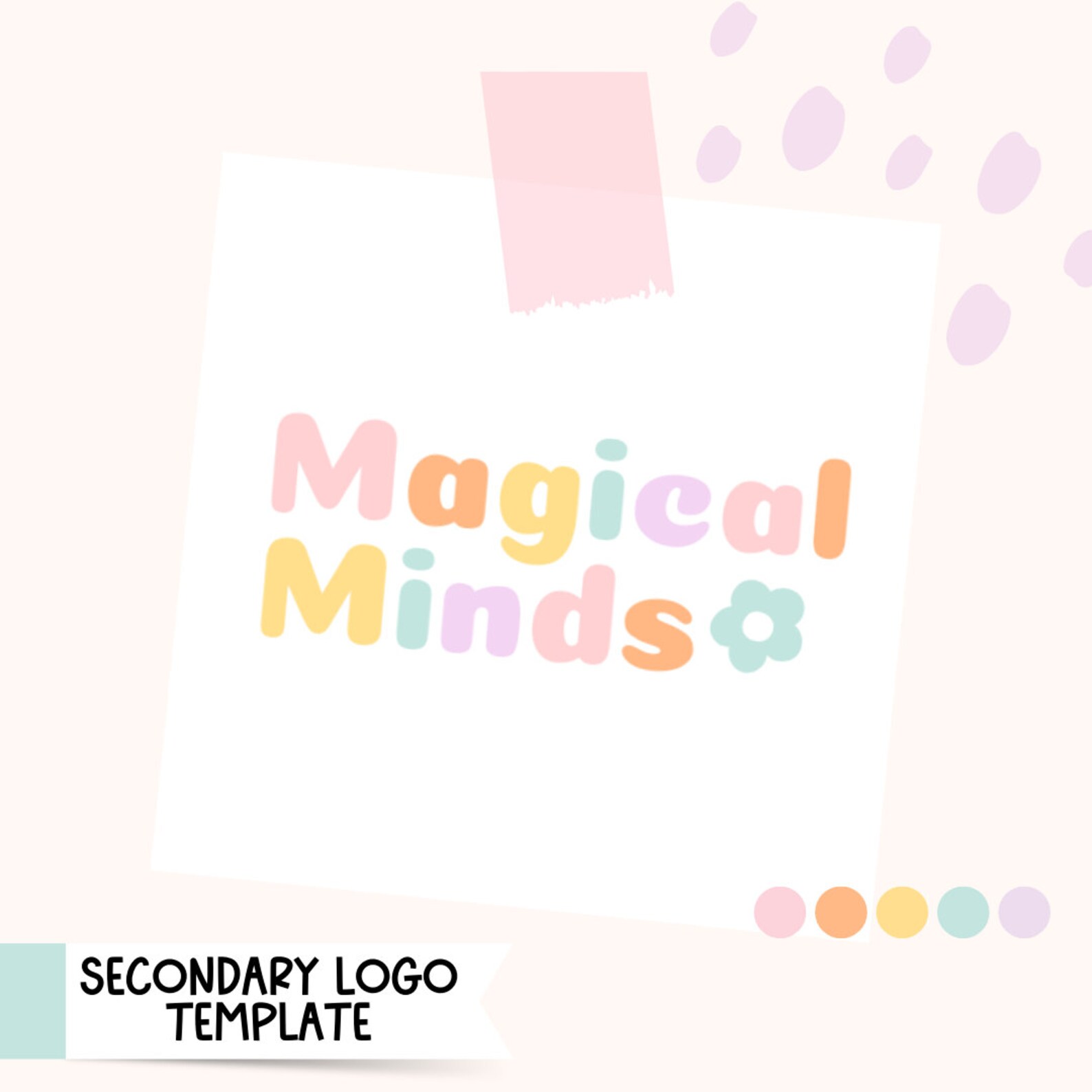 Pastel Rainbow Logo Template, Modern Boho Rainbow Logo, Pastel Boho ...