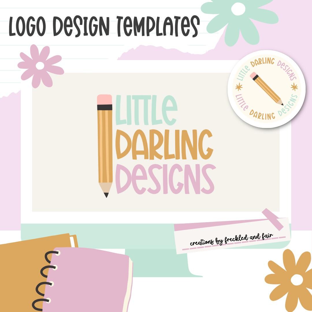 Teacher Logo Template Design, Fun Pastel Logo Design, Editable Logo ...