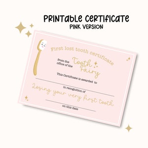 Tooth Fairy Certificate, Tooth Fairy Printable, First Tooth Certificate ...