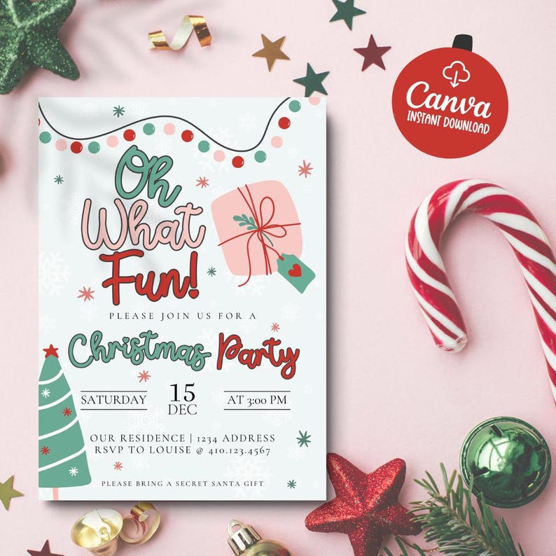 Editable Christmas Party Invitation, Christmas Party Invitation, Party ...
