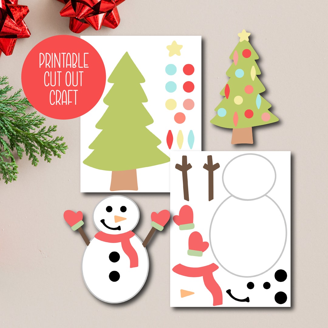 Christmas Cut Out and Glue, Holiday Paper Craft, Scissors Practice for ...