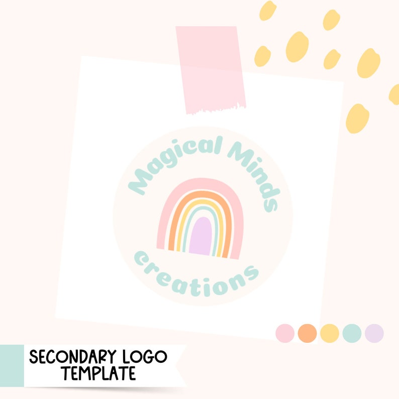 Pastel Rainbow Logo Template, Modern Boho Rainbow Logo, Pastel Boho ...