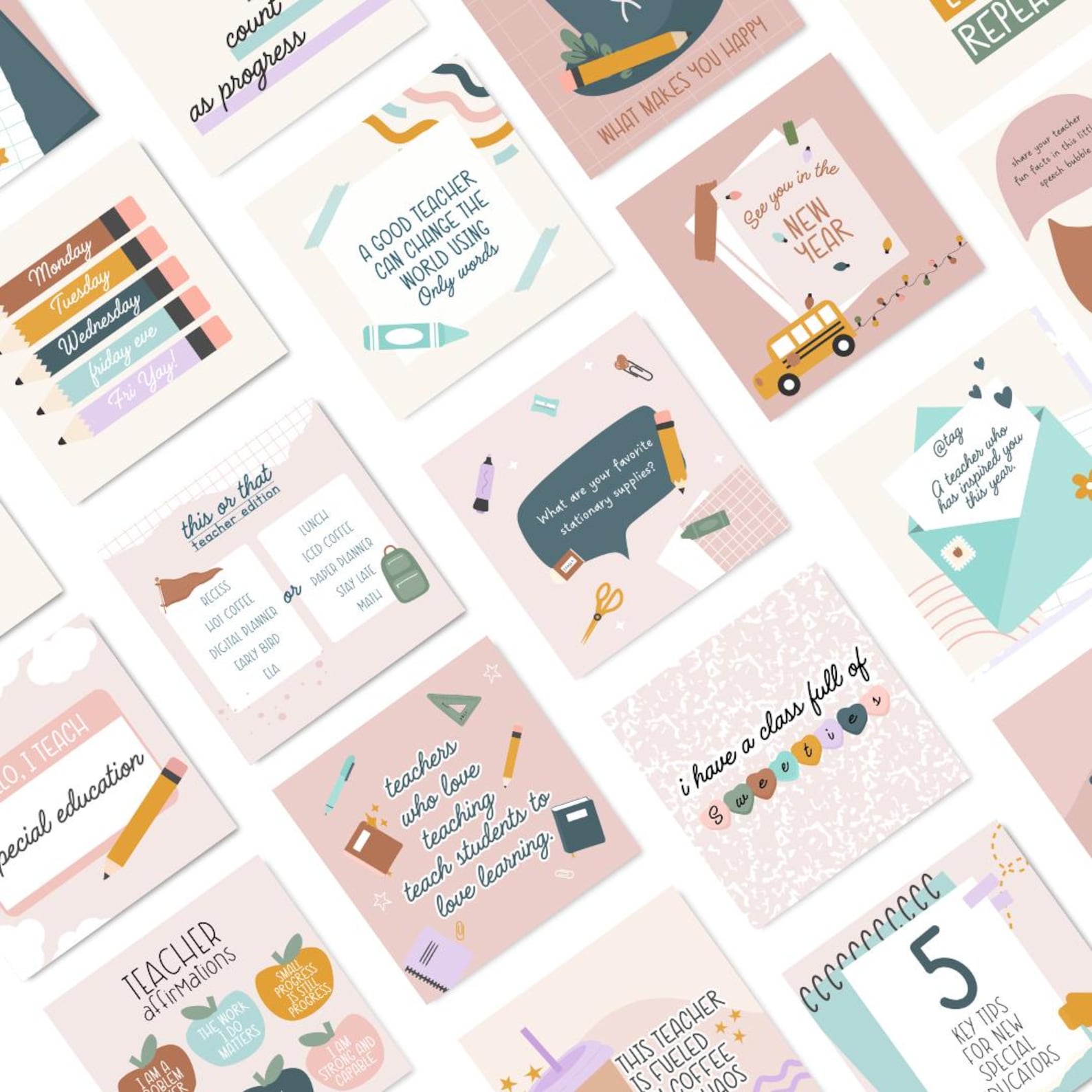 Teacher Instagram Post Templates Canva, Teacher Social Media Posts ...