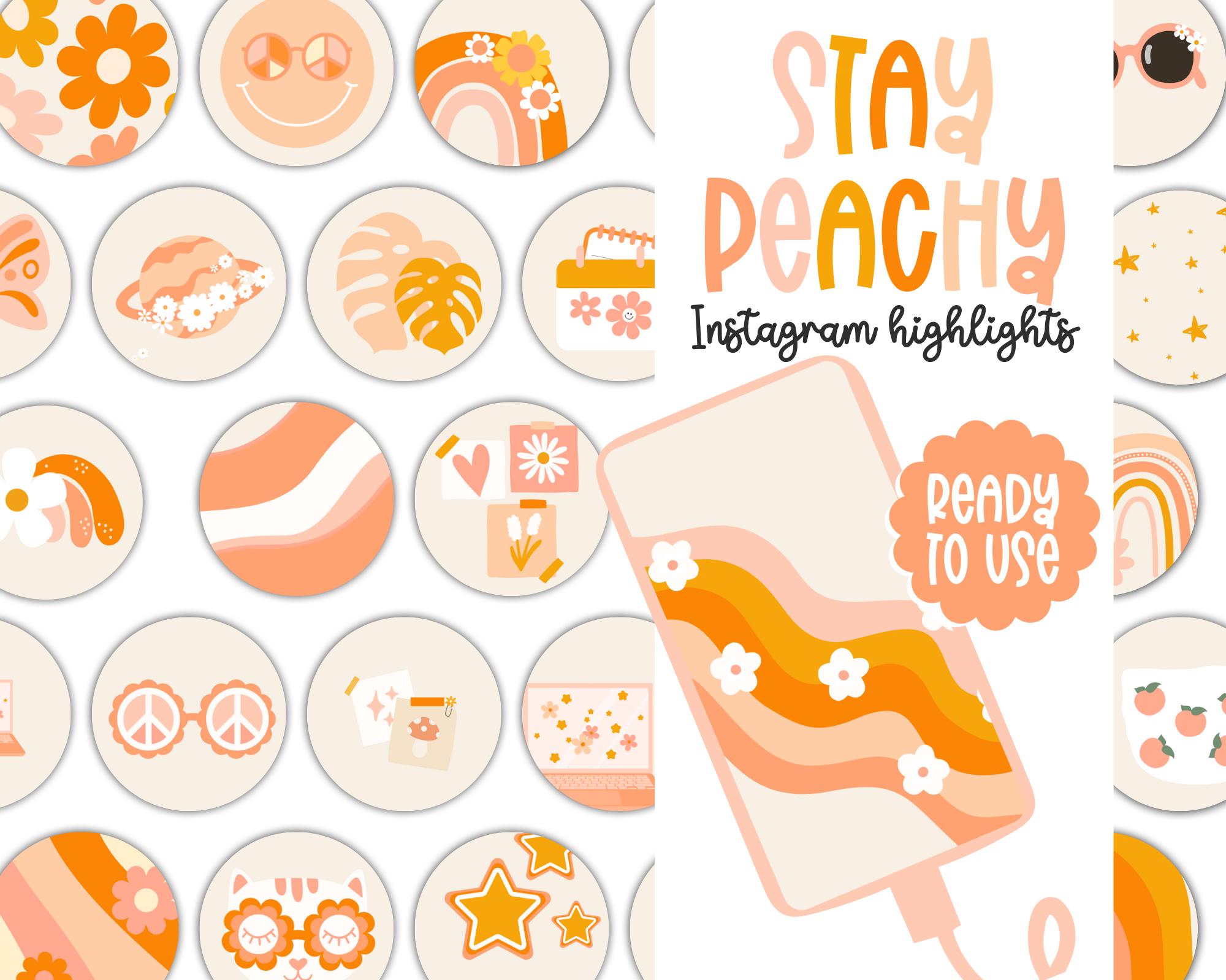 Stay Peachy Instagram Story Highlight Covers, Canva Templates ...