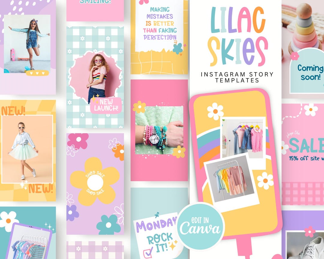 Rainbow Instagram Story Templates, Daisy Instagram Templates, Cute ...