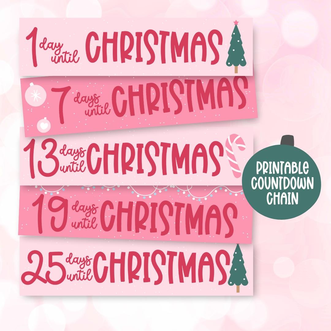 Christmas Countdown Paper Chain, Christmas Advent for Kids, Printable ...