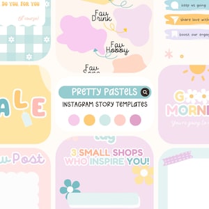 Pastel Rainbow Instagram Story Templates, Pastel Social Media Templates ...