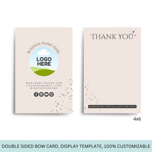 Bow Card, Hairbow Display Card, Business Thank You Card, Bow Card ...