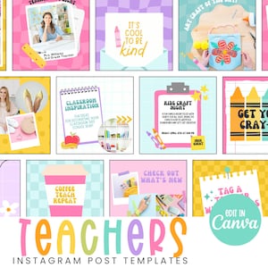 Rainbow Pastel Instagram Post Templates, Teacher Instagram Templates ...