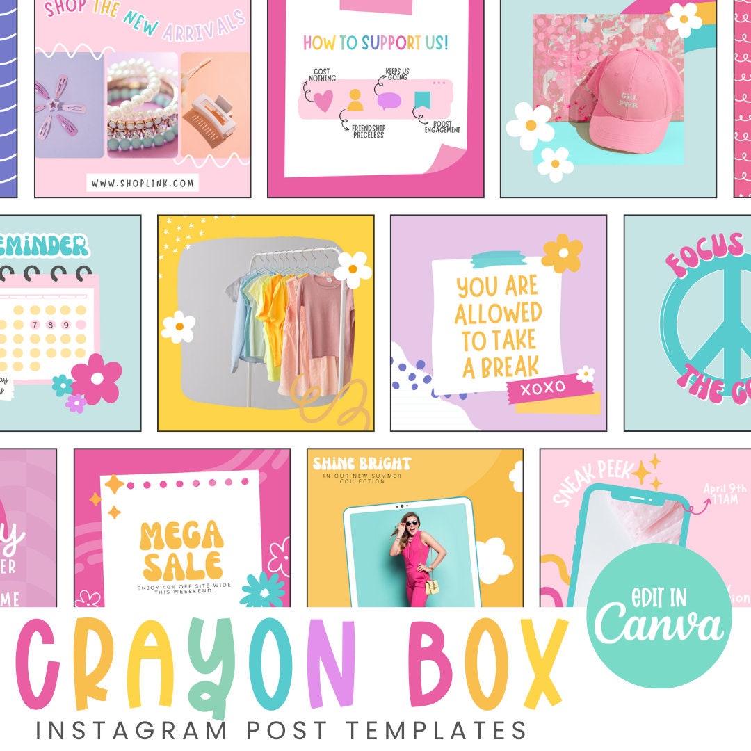 Rainbow Instagram Post Templates, Bright Rainbow Instagram Template ...
