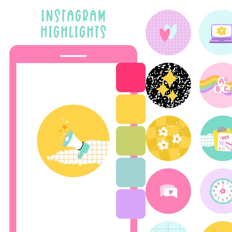 Pastel Rainbow Instagram Story Highlight Covers, Instagram Templates ...