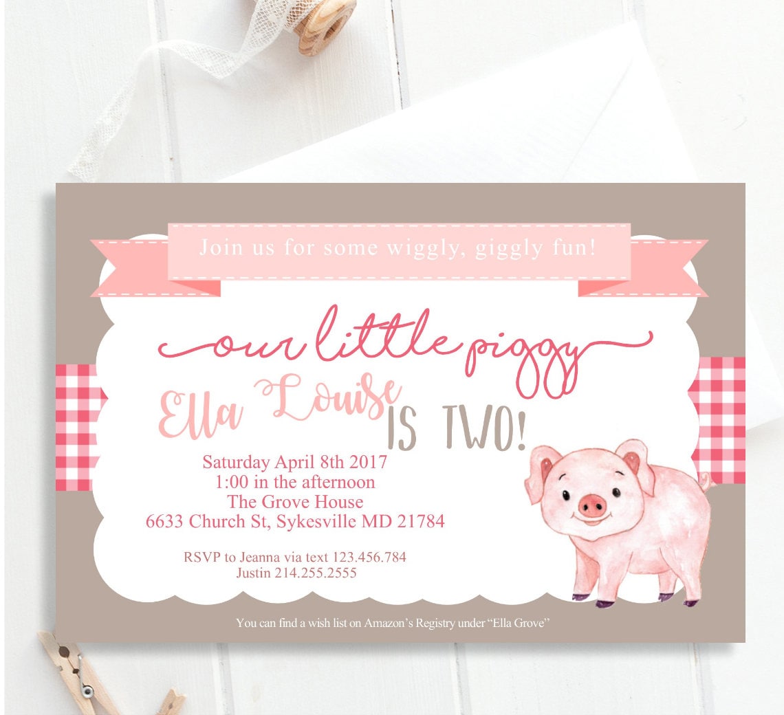 Pig Birthday Invitations