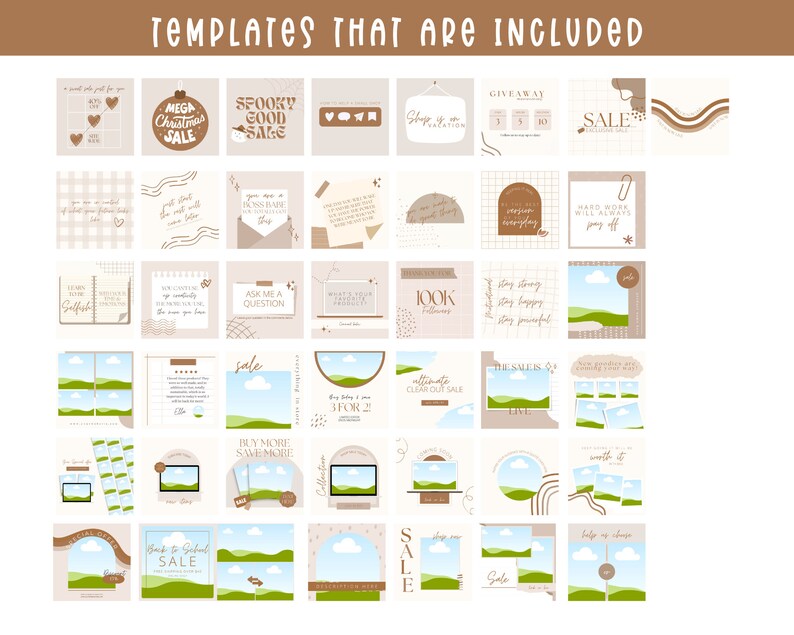 Boho Neutral Instagram Post Templates, Canva Templates, Modern Boho ...